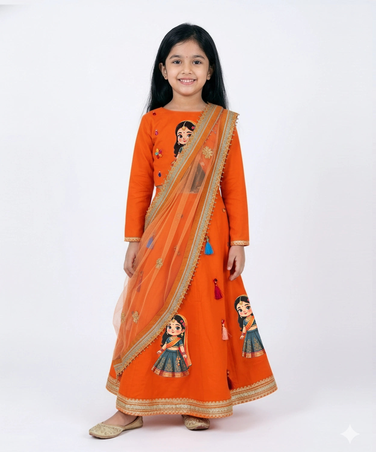 Tiny Tales,Doll Print Festive Lehenga Choli,Lehenga Set – Little Tags